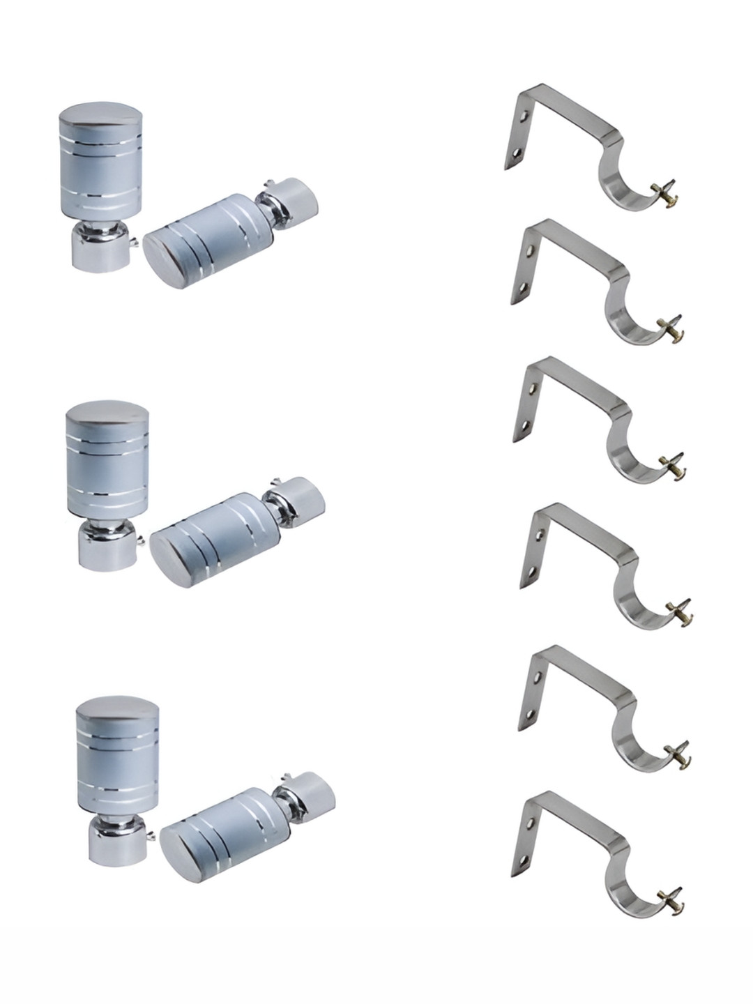 Buy Rab Silver Toned 12 Pieces Rod Rail Stainless Steel Bracket With ...