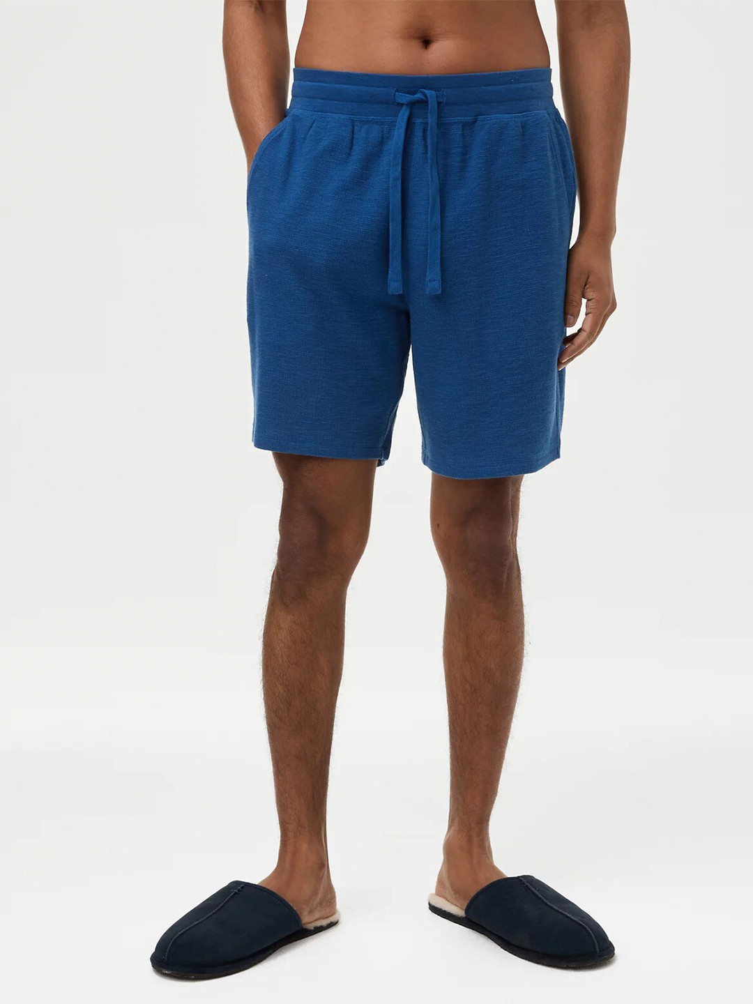 Buy Marks & Spencer Men Blue Mid Rise Cotton Lounge Shorts - Lounge ...