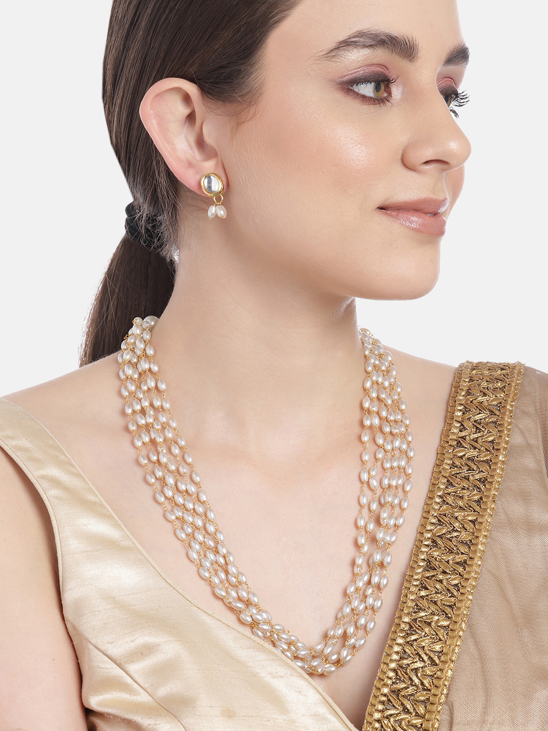 Buy Anouk Gold Plated Layered Pearl Jewellery Set - Jewellery Set for Women 28260622 | Myntra