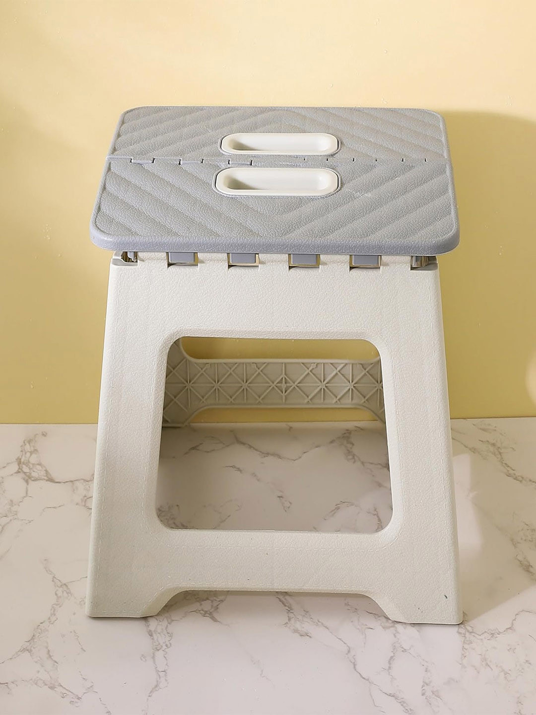 Buy Kuber Industries Grey & Cream Matte Classic Foldable Step Stool ...