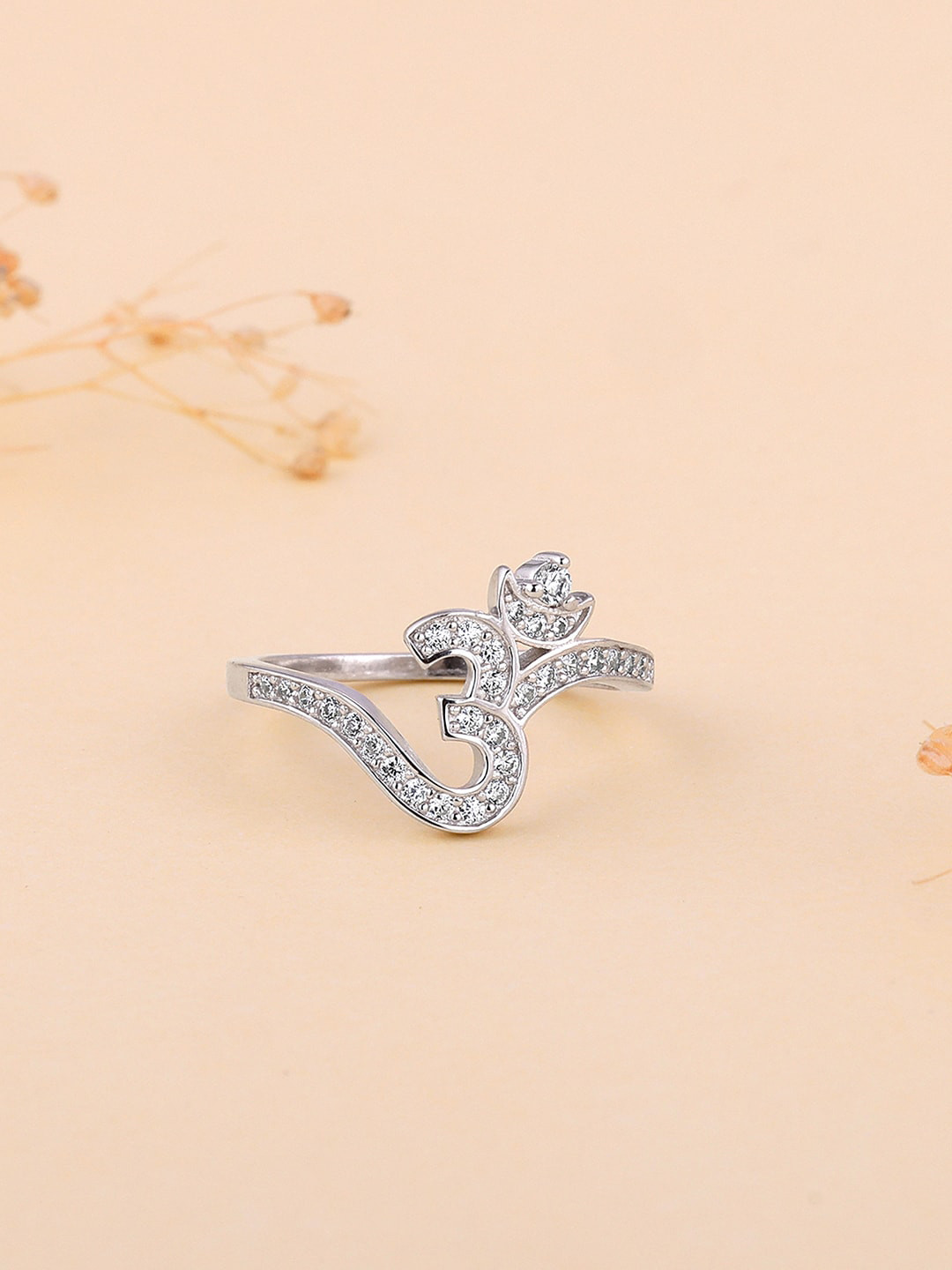 Buy GIVA Rhodium Plated 925 Sterling Silver Stones Studded Finger Ring ...