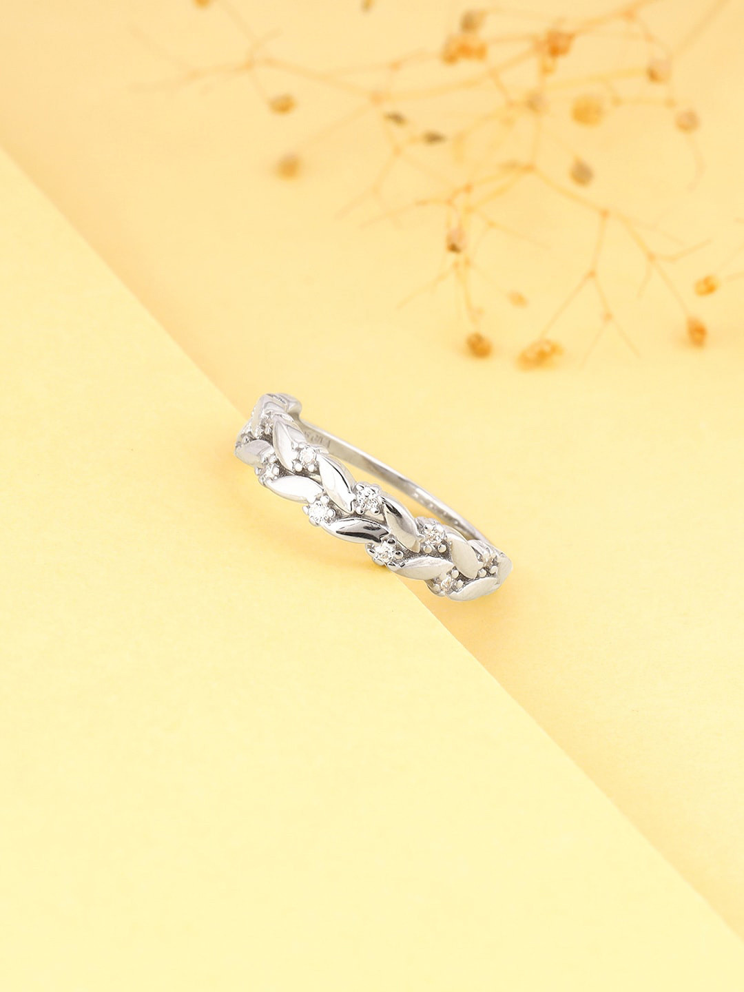 Buy GIVA Rhodium Plated 925 Sterling Silver Woven Leaf Adjustable ...