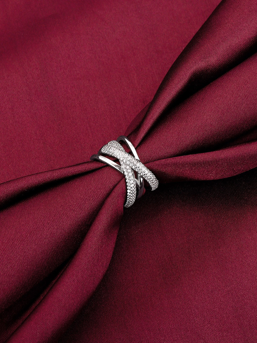 Buy GIVA Rhodium Plated 925 Sterling Silver Stone Studded Finger Ring ...