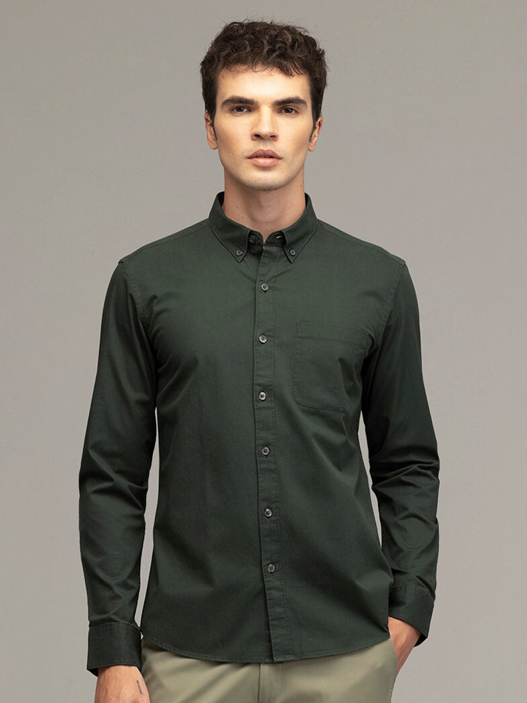 Buy Snitch Green Classic Slim Fit Cotton Casual Shirt - Shirts for Men ...