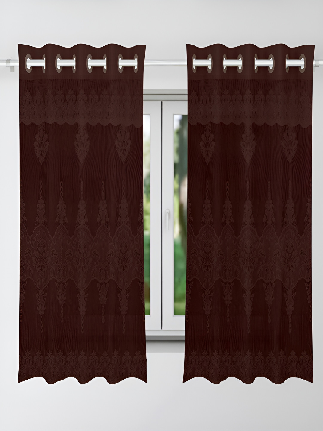 Buy Kuber Industries Brown 2 Pieces Ethnic Motifs Room Darkening Window ...