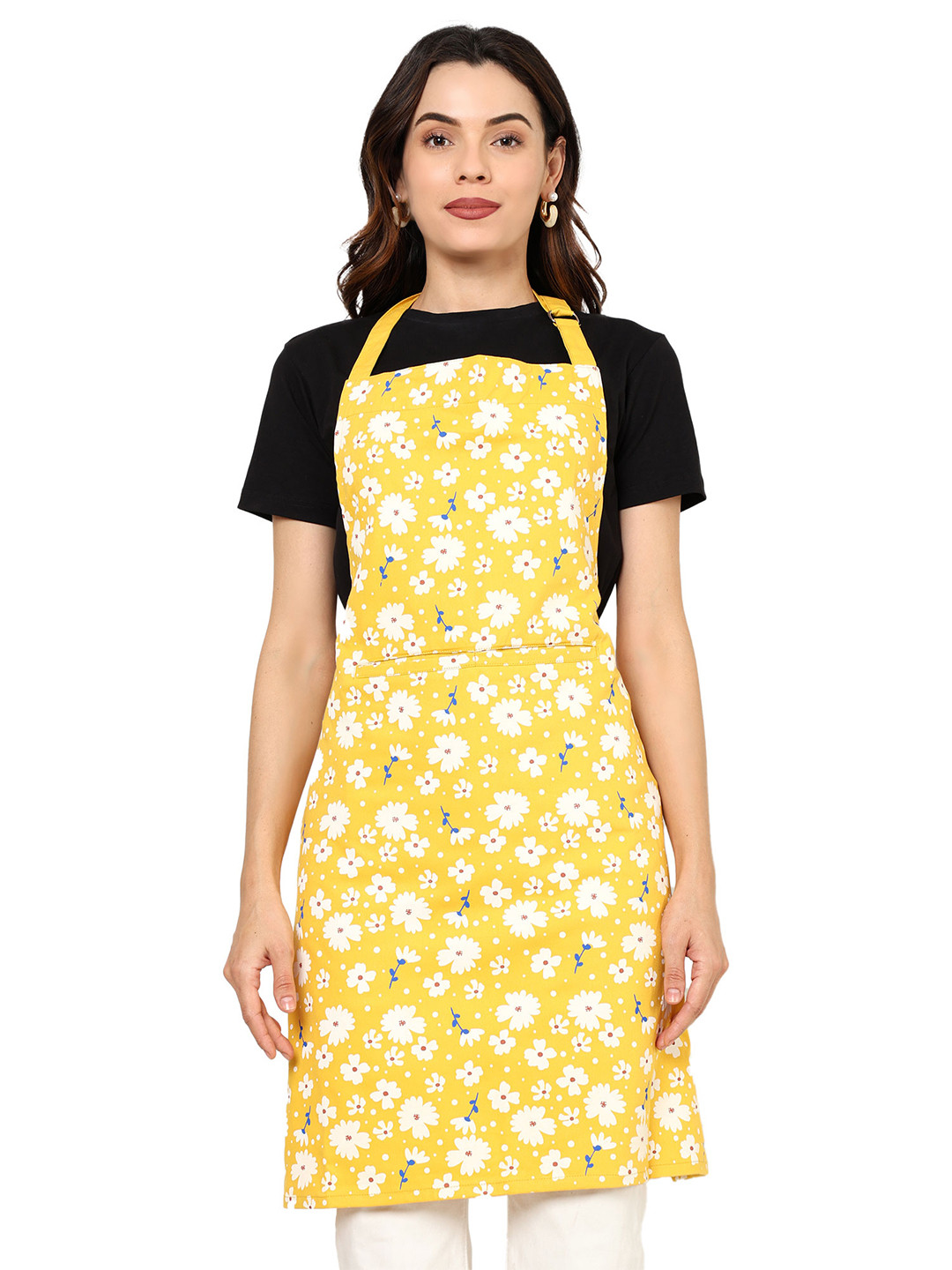 Buy SKANDA FAB Yellow & White Printed Pure Cotton Apron - Aprons for ...