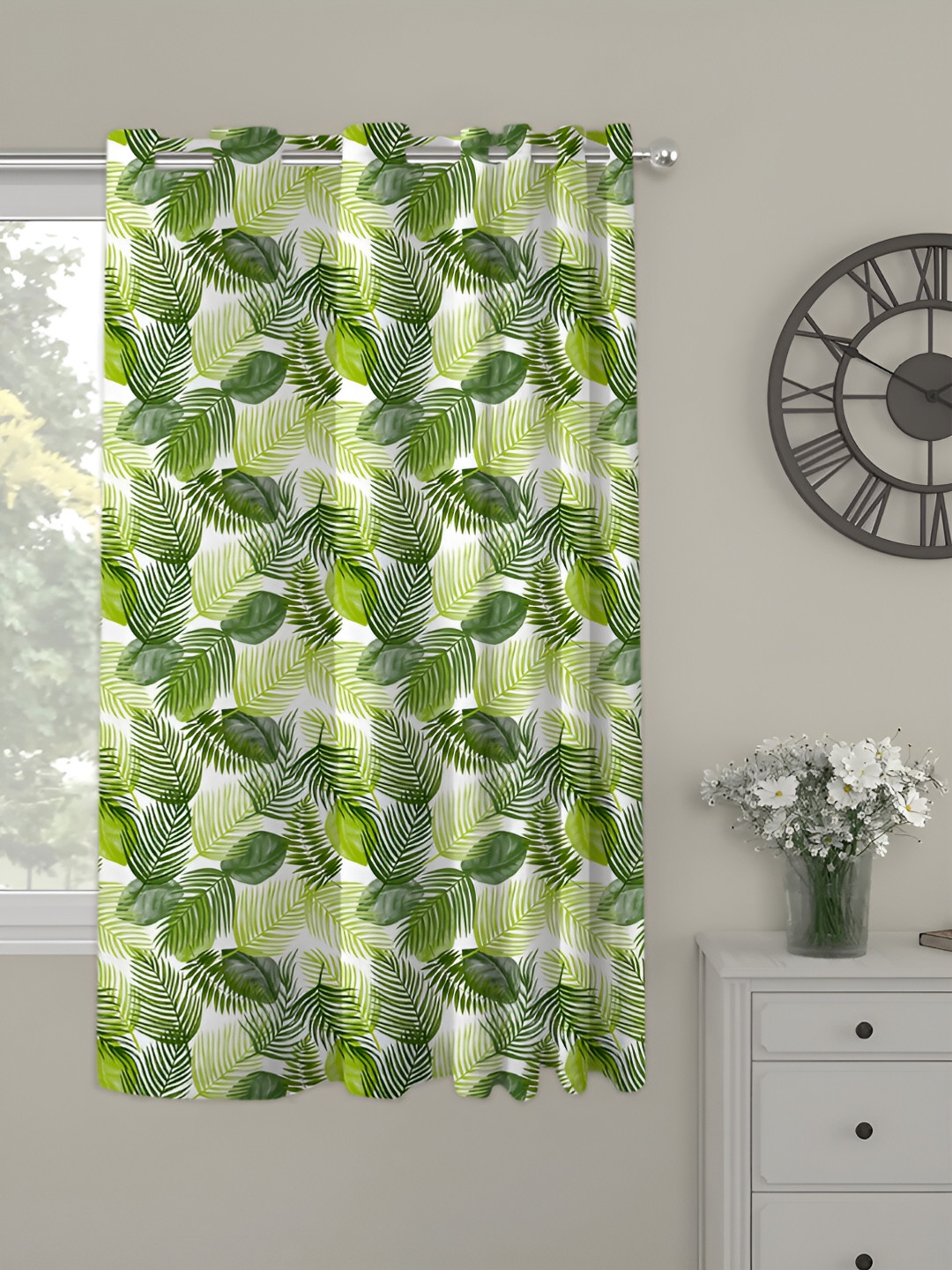 Buy OASIS Green And White Floral Printed Window Curtain - Curtains And ...