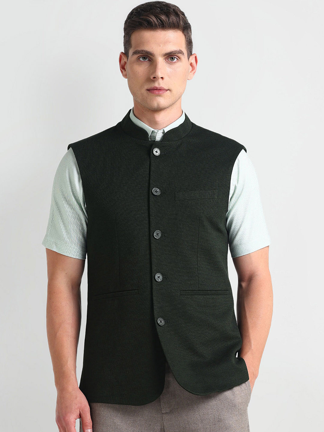 Buy Arrow Mandarin Collar Nehru Jacket - Nehru Jackets for Men 28294910 ...
