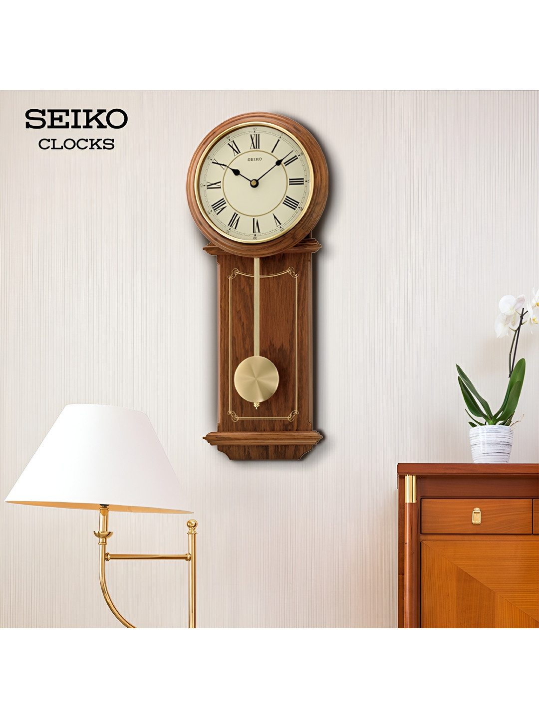 Buy SEIKO Brown & White Abstract Shaped Traditional Wall Clock - Clocks ...