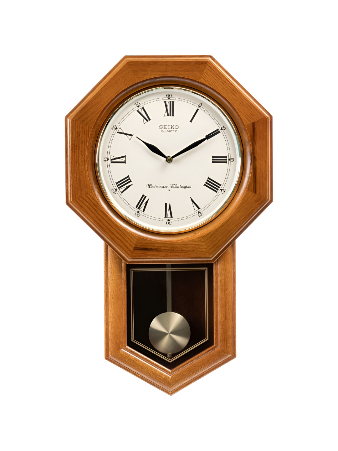 Buy SEIKO Brown & White Abstract Shaped Wooden Traditional Wall Clock ...