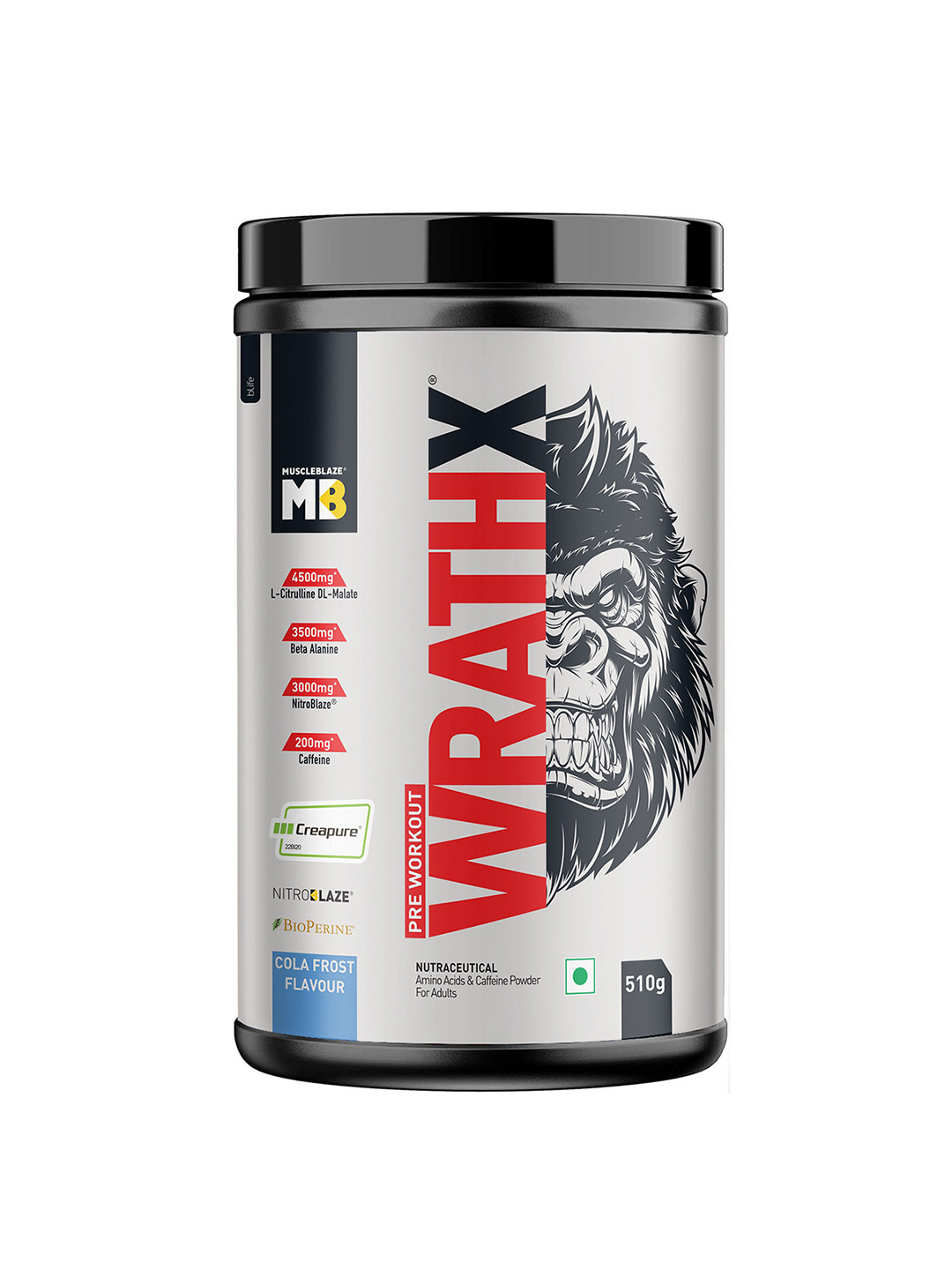 Buy MuscleBlaze Pre Workout WrathX Voodoo 500Gm - Pre Or Post Workout ...