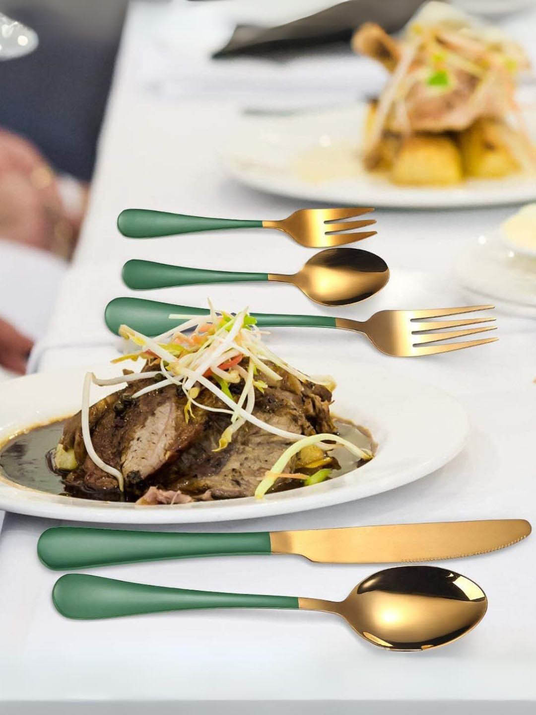 Buy UniKart Green 24 Pieces Stainless Steel Cutlery Set - Cutlery Set ...