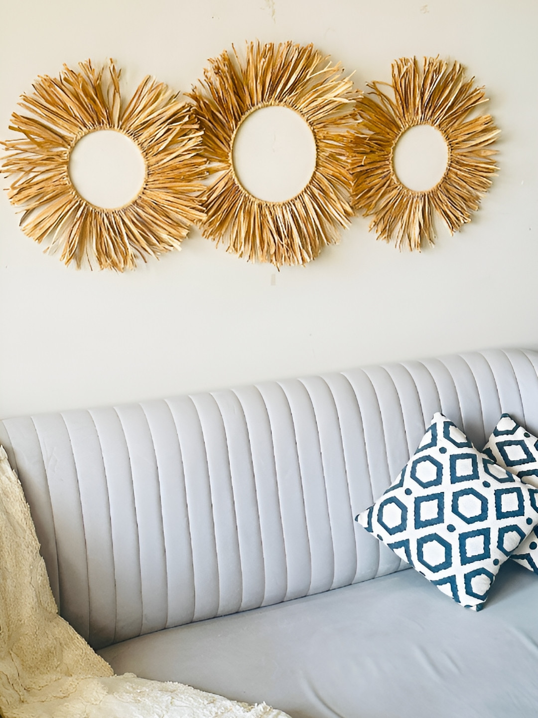 Buy Classy Tulip Beige 3 Pieces Raffia Hoop Backdrop Wall Hangings ...