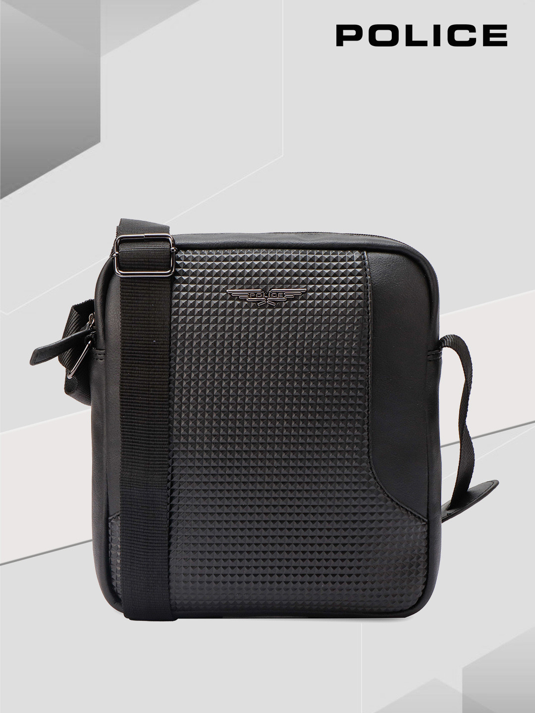 Buy Police Men Textured Leather Messenger Bag - Messenger Bag for Men ...