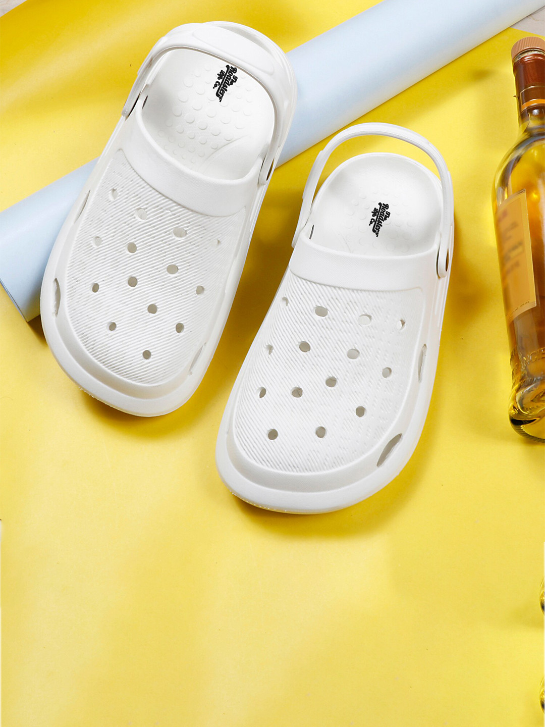 Buy The Roadster Lifestyle Co. Men White Self Design Clogs - Flip Flops ...