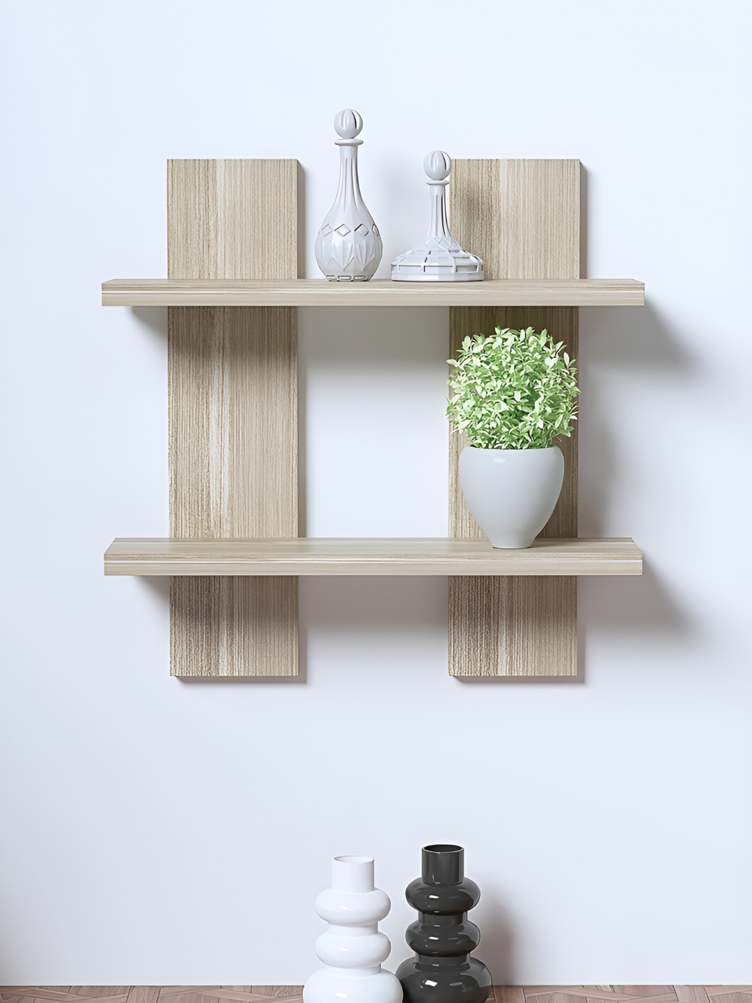 Buy RANDOM Beige Wooden Basic Wall Shelf - Wall Shelves for Unisex ...