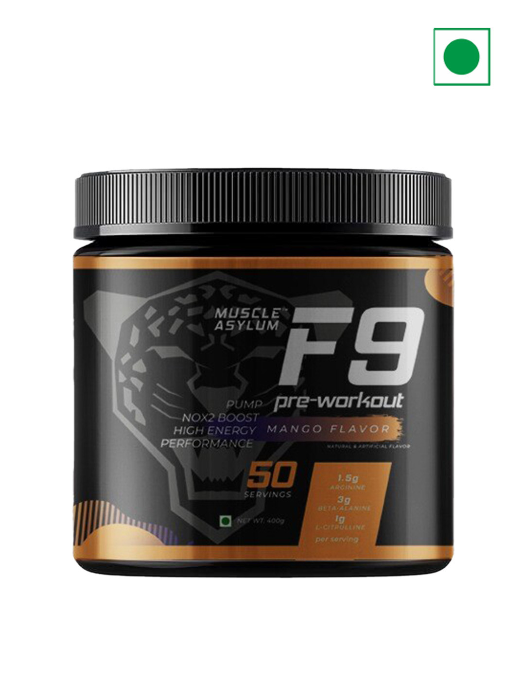 Buy Muscle Asylum F9 Pre Workout Mango Flavor Powder 50 Servings 400 Gm ...