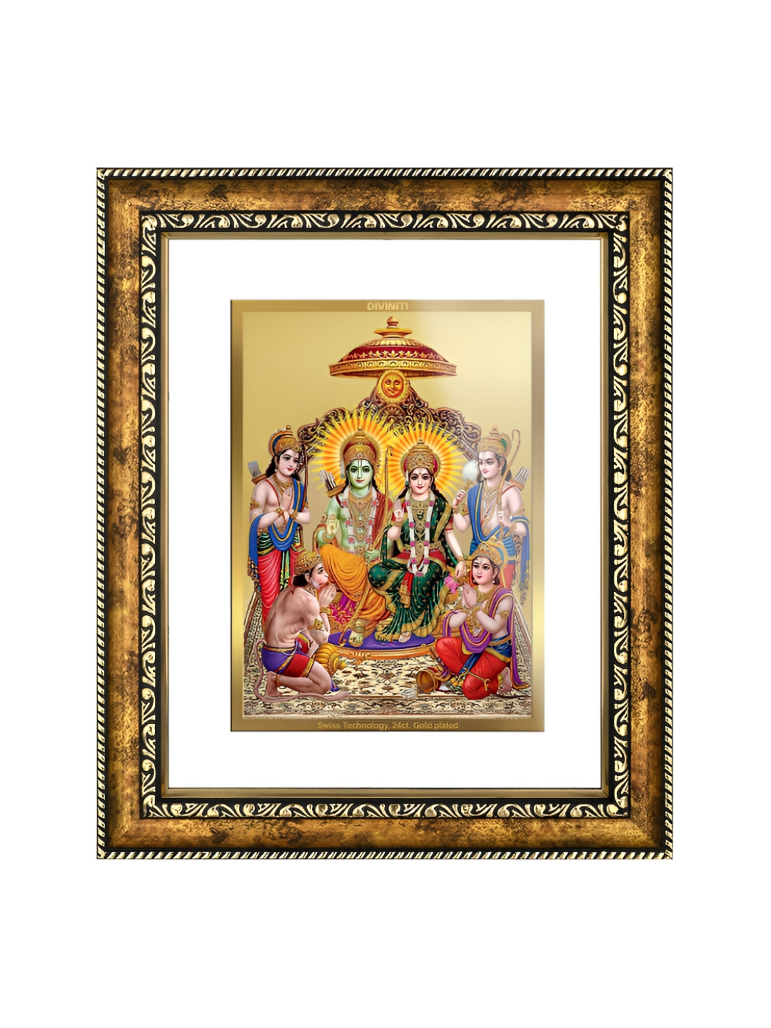 Buy DIVINITI GoldToned And White 24K Gold Plated Lord Ram Darbar Wooden ...