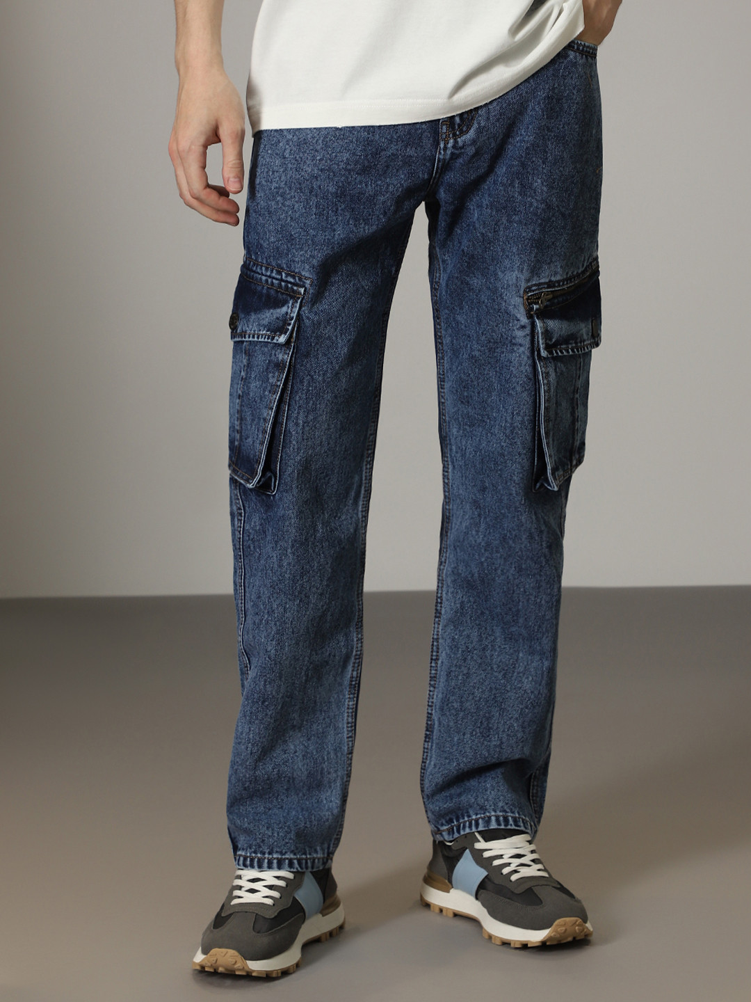 Buy Banana Club Men Jean Baggy Fit Mid Rise Clean Look Cotton Cargos ...