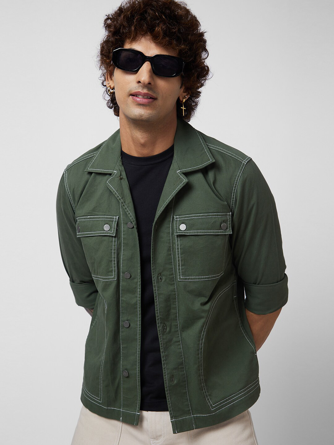 Buy VASTRADO Classic Slim Fit Opaque Casual Shacket - Shackets for Men ...