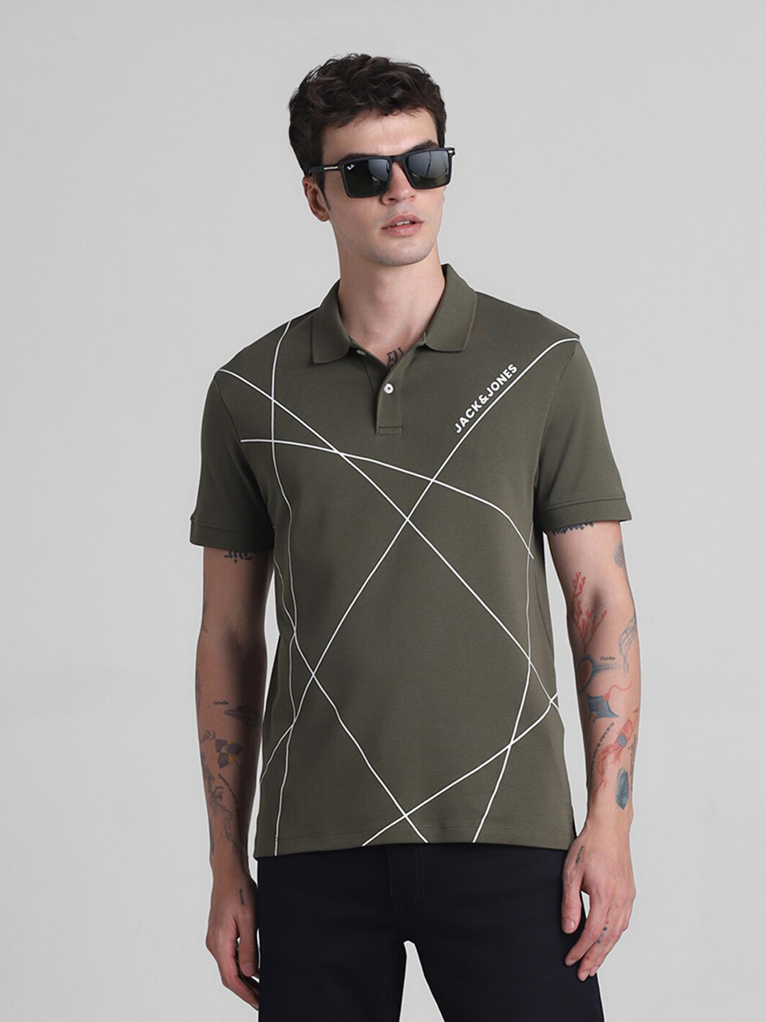 Buy Jack & Jones Brand Logo Printed Cotton Polo Collar Short Sleeves ...