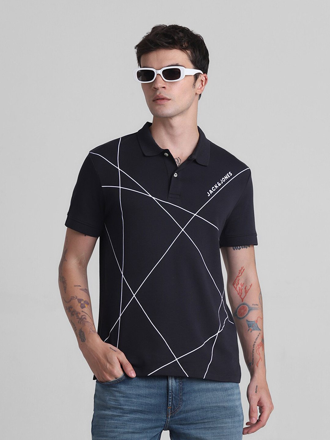 Buy Jack & Jones Brand Logo Printed Cotton Polo Collar Short Sleeves ...