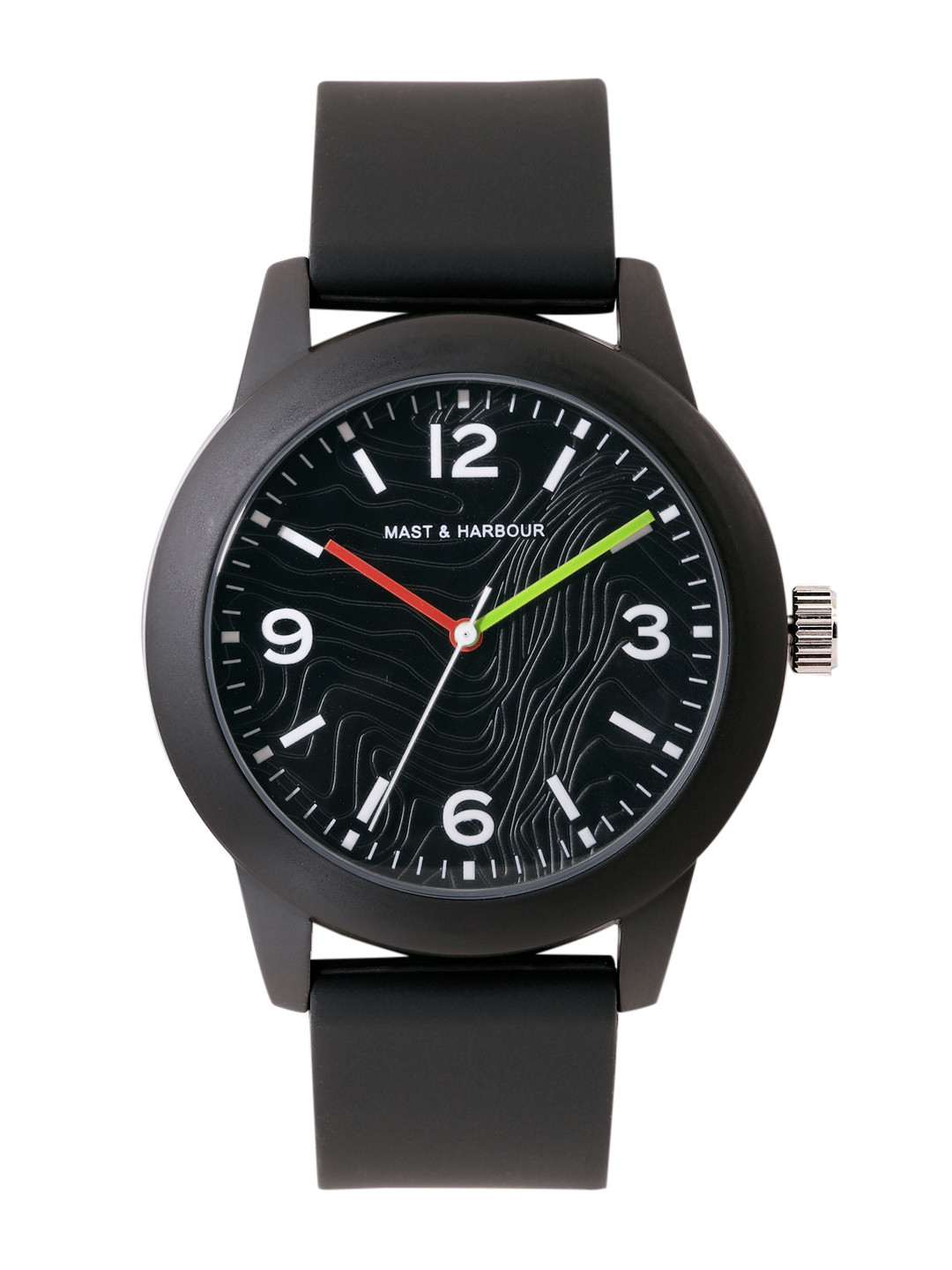 Buy Mast & Harbour Men Textured Analogue Watch MFB PN DK2992 03 BLACK ...