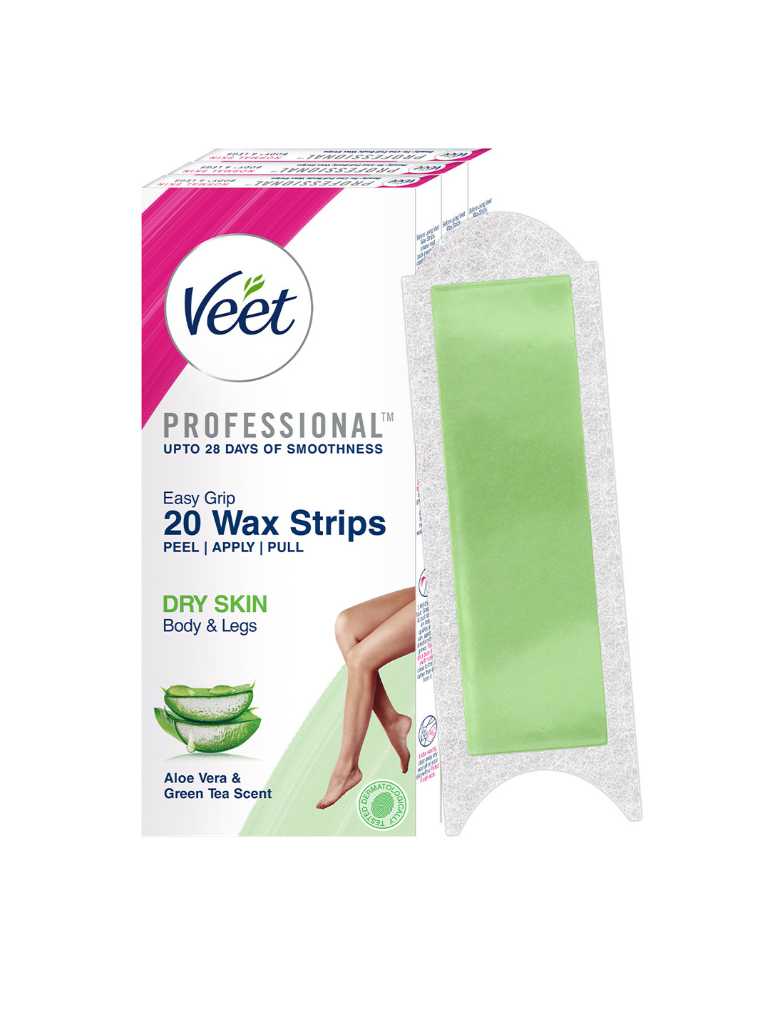 Buy Veet Professional Set Of 3 Waxing Strips For Dry Skin 20 Strips ...