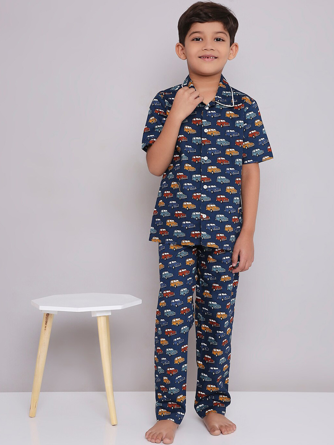 Buy KID1 Boys Conversational Printed Pure Cotton Night Suit - Night ...