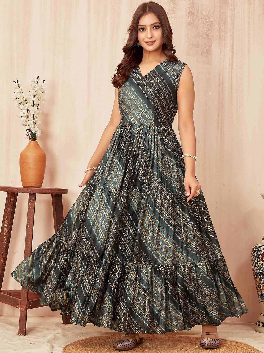 Buy CHANSI Printed Flared Midi Ethnic Dresses - Ethnic Dresses for ...