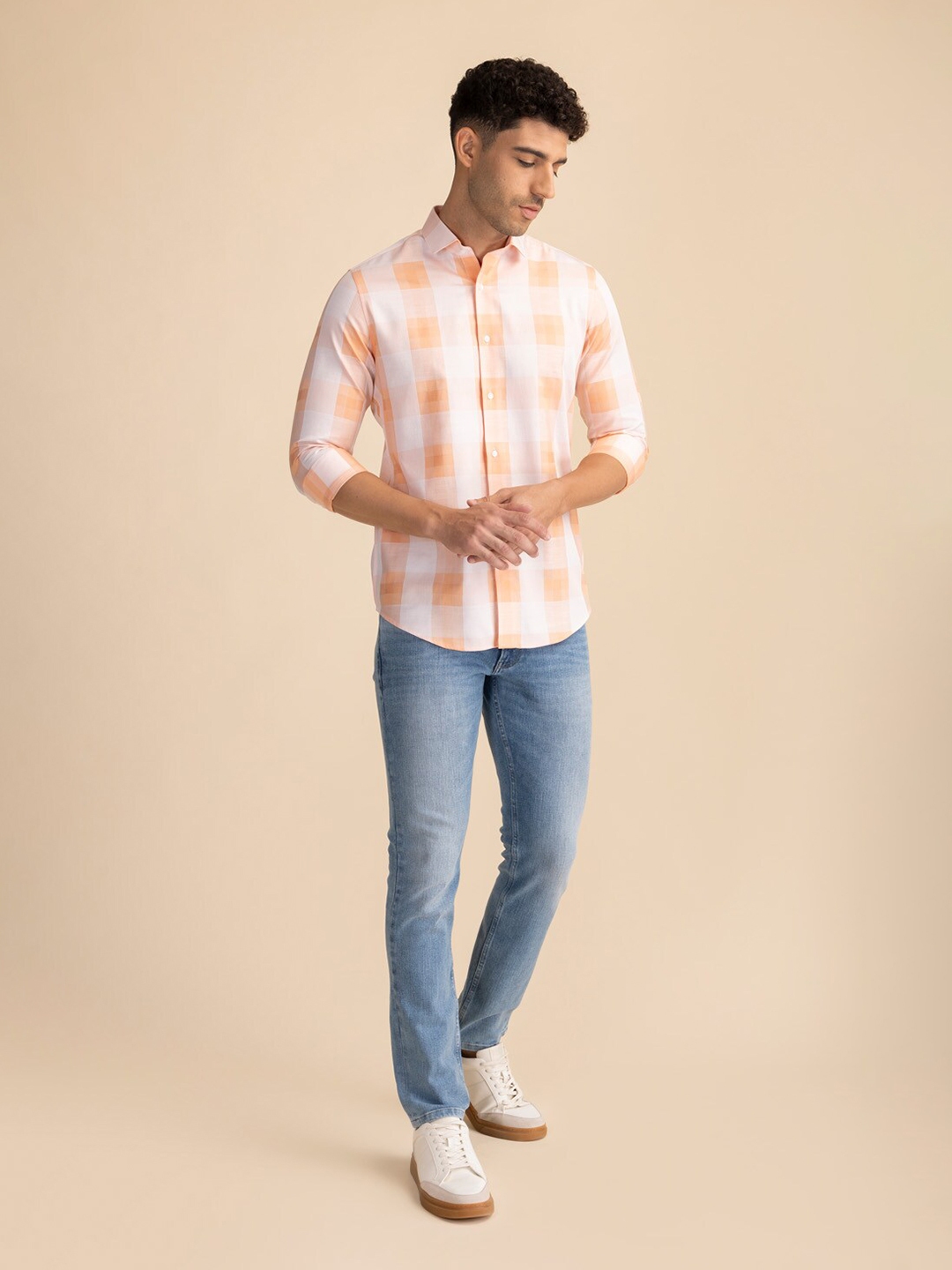 Buy Kaapus Classic Slim Fit Tartan Checks Opaque Checked Cotton Casual