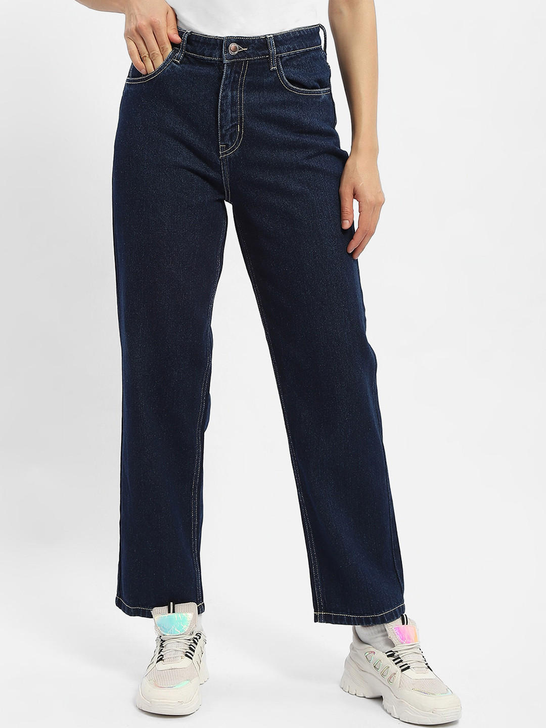 Buy Madame Women Clean Look Mid Rise Cotton Straight Fit Jeans - Jeans ...