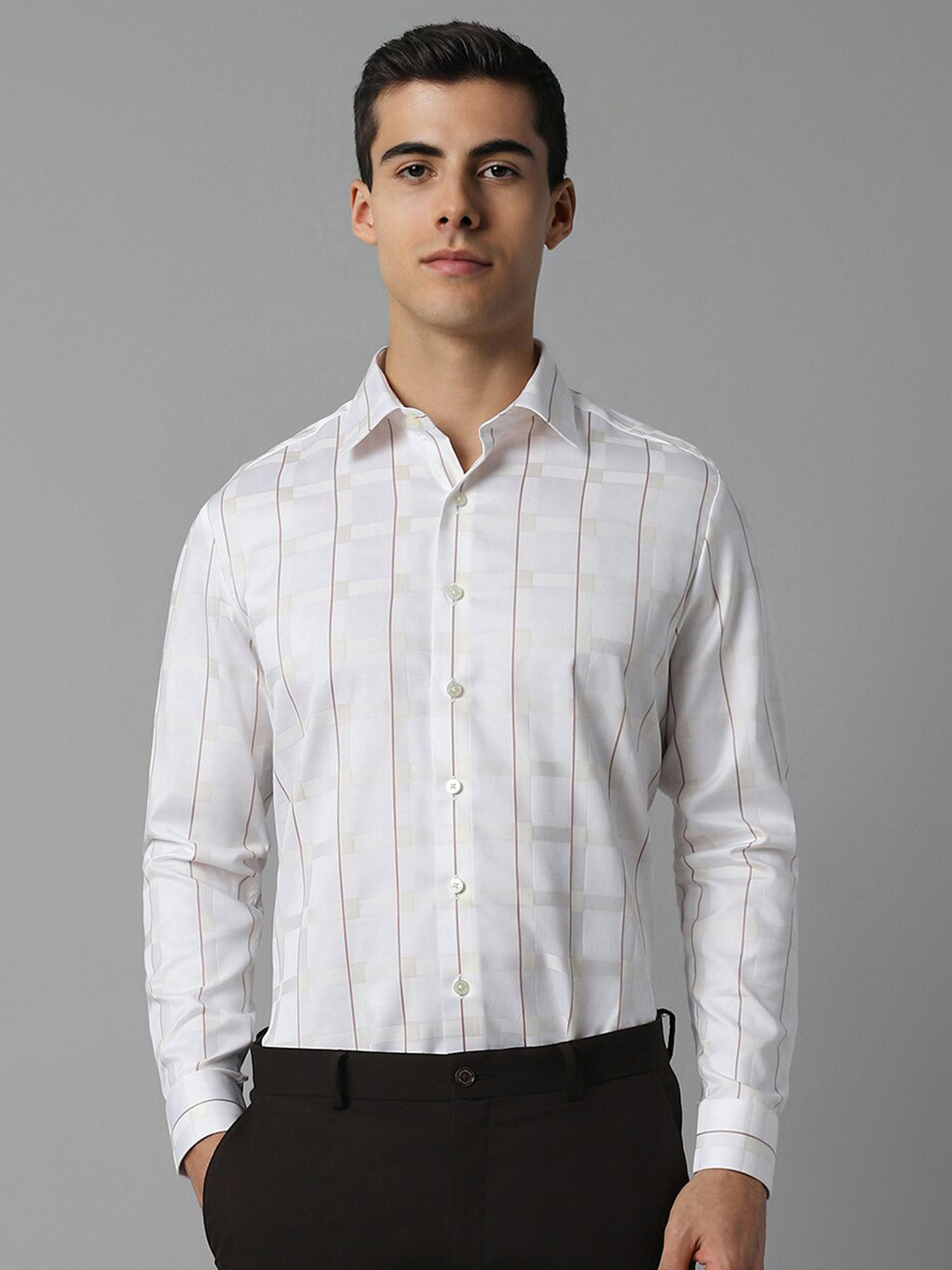 Buy Louis Philippe Slim Fit Checked Formal Pure Cotton Shirt - Shirts ...