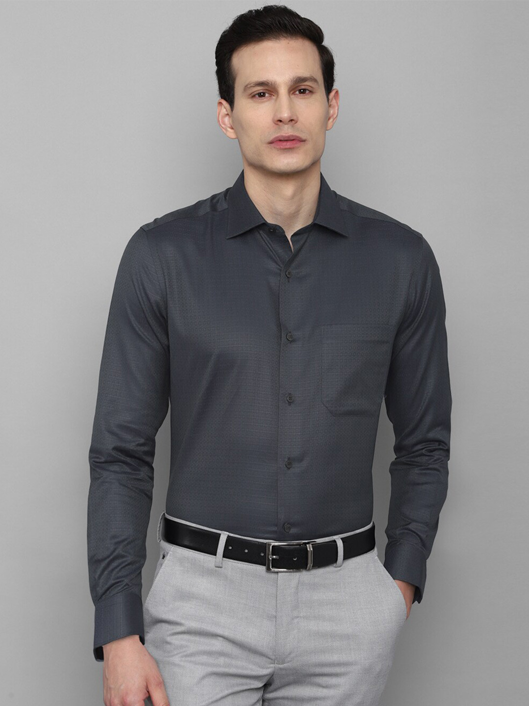 Buy Louis Philippe Classic Fit Textured Formal Pure Cotton Shirt ...