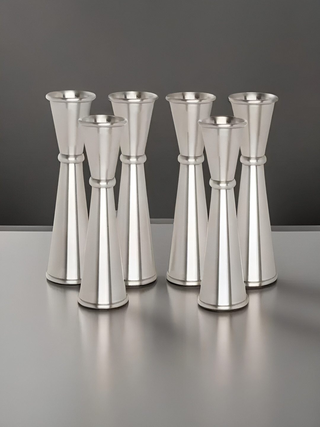 Buy HAZEL Silver Toned 6 Pieces Stainless Steel Double Sided Ring ...