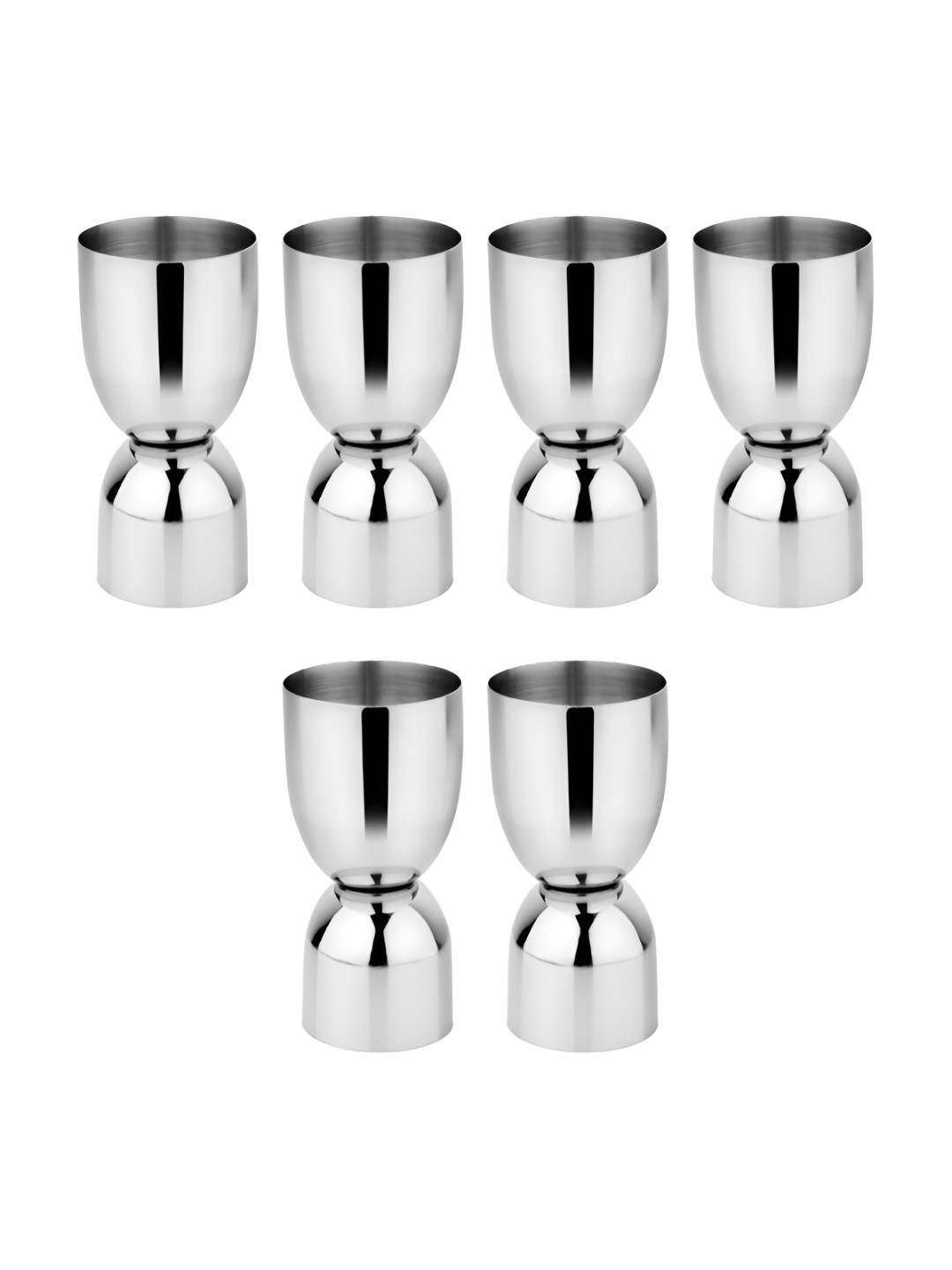 Buy HAZEL Silver Toned 6 Pieces Double Sided Peg Measure Jigger 50 Ml ...