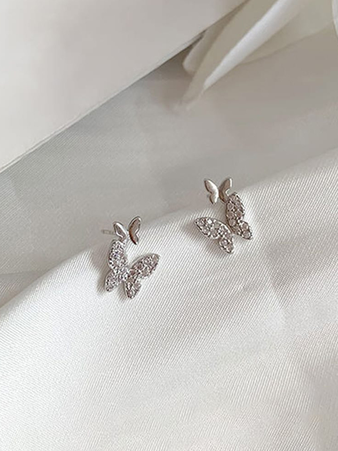 Buy Krelin Silver Plated Cubic Zirconia Butterfly Studs Earrings - Earrings for Women 28407948 ...