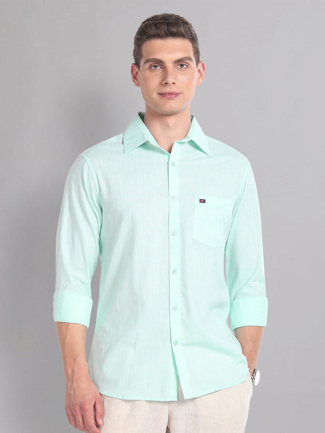 Buy AD By Arvind Patterned Slim Fit Summer Shirt - Shirts for Men ...