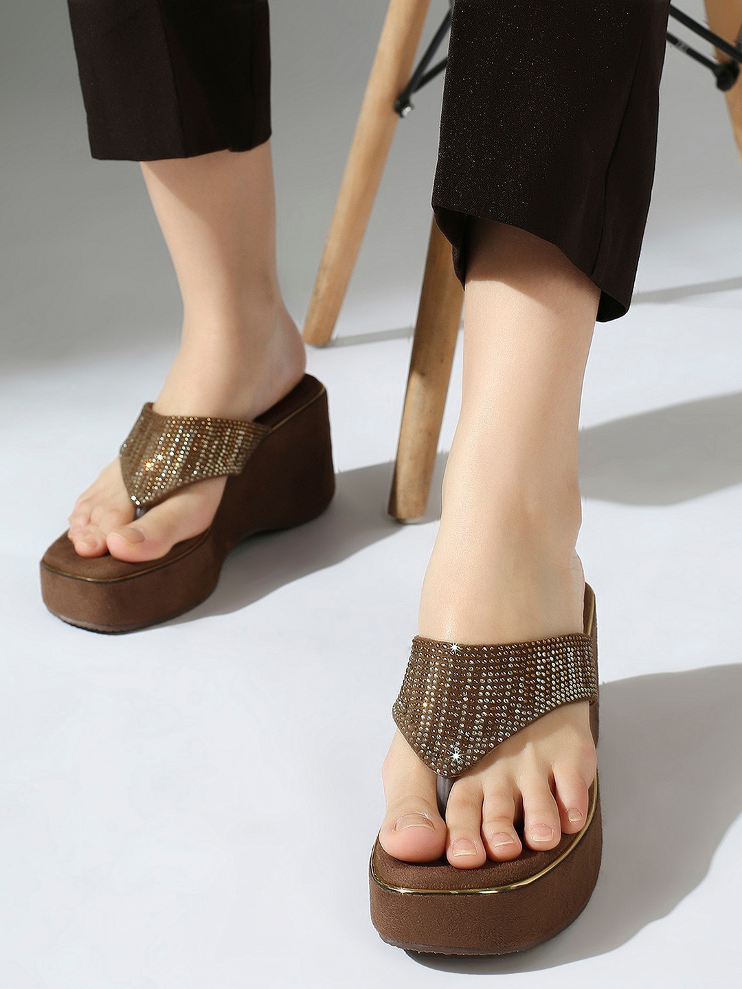 Buy Inc 5 Embellished Open Toe Wedge Heels - Heels for Women 28408818 ...