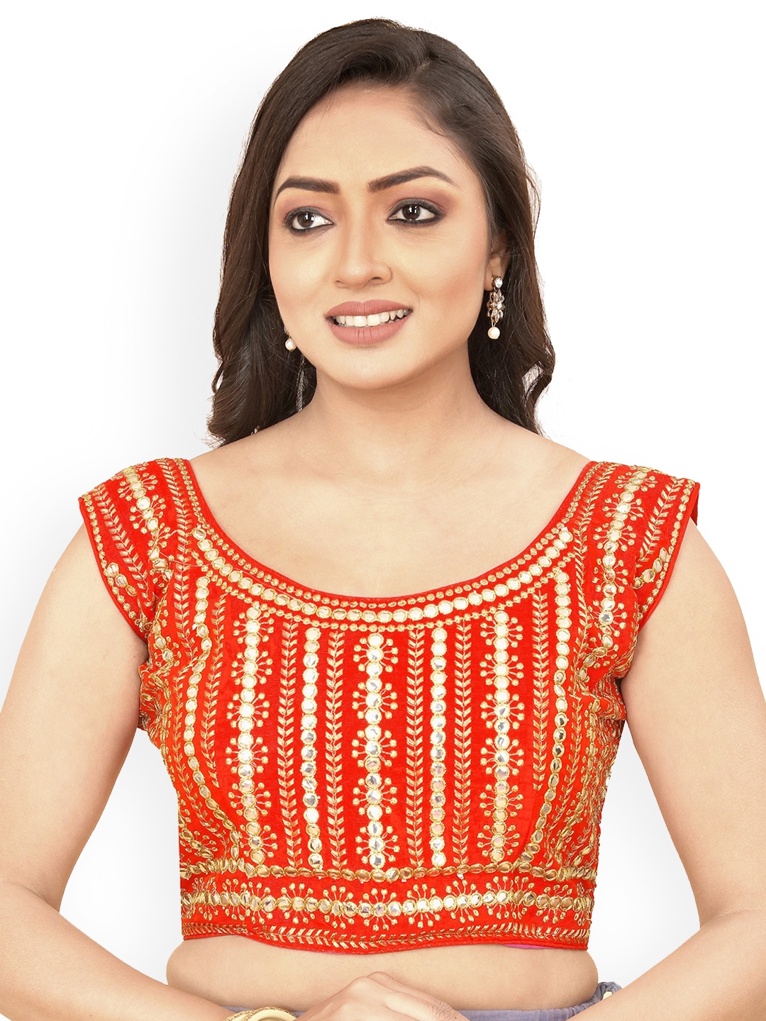 Buy Reeta Fashion Embroidered Mirror Work Silk Readymade Saree Blouse