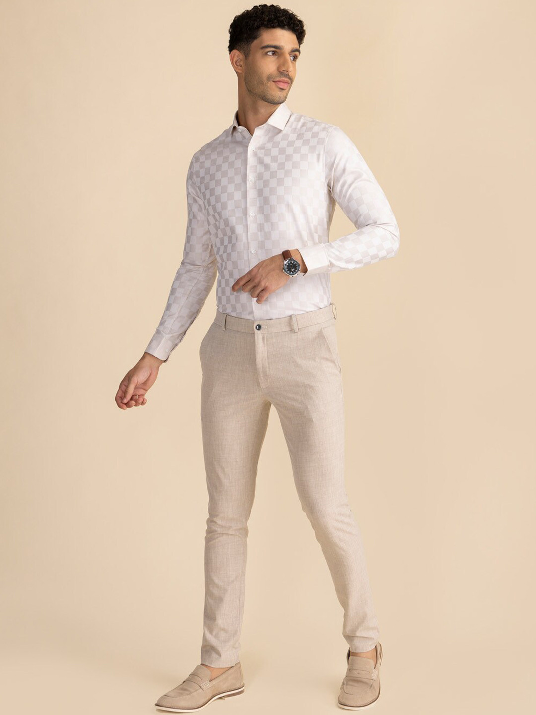 Buy KAAPUS Classic Slim Fit Geometric Printed Opaque Cotton Casual ...