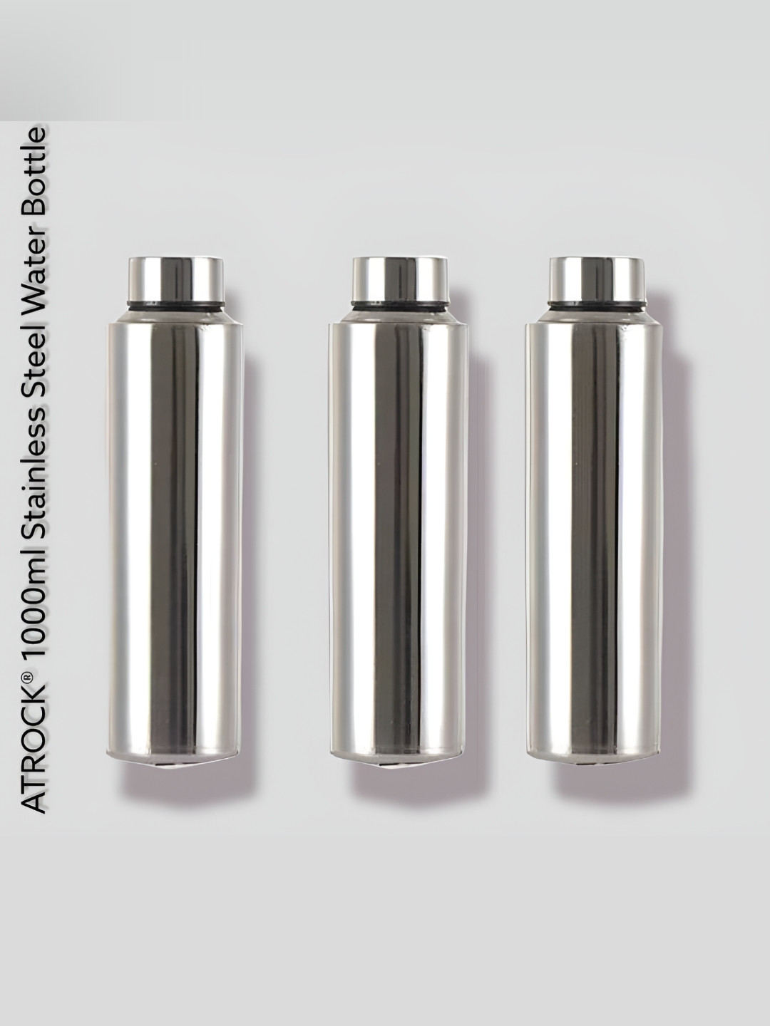 Buy STEEPLE Silver Toned 3 Pieces Stainless Steel Water Bottles 1 L ...