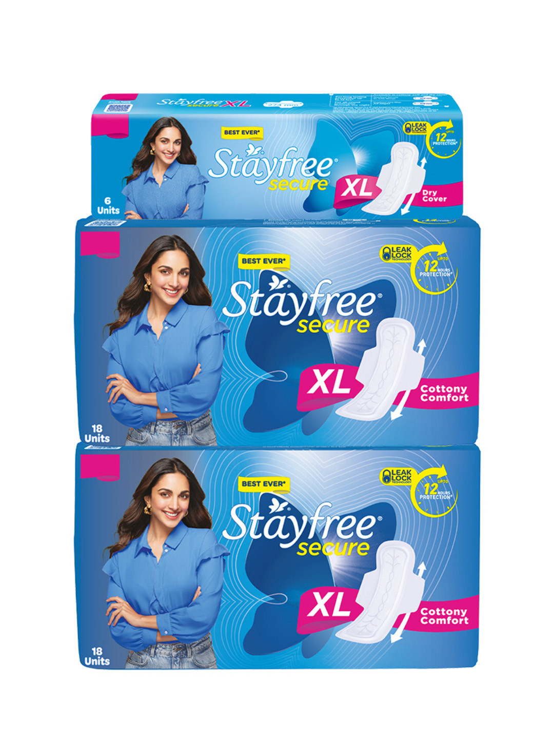 Buy Stayfree Secure Set Of 2 Cottony Comfort XL Pads 18Pcs Each & Dry ...