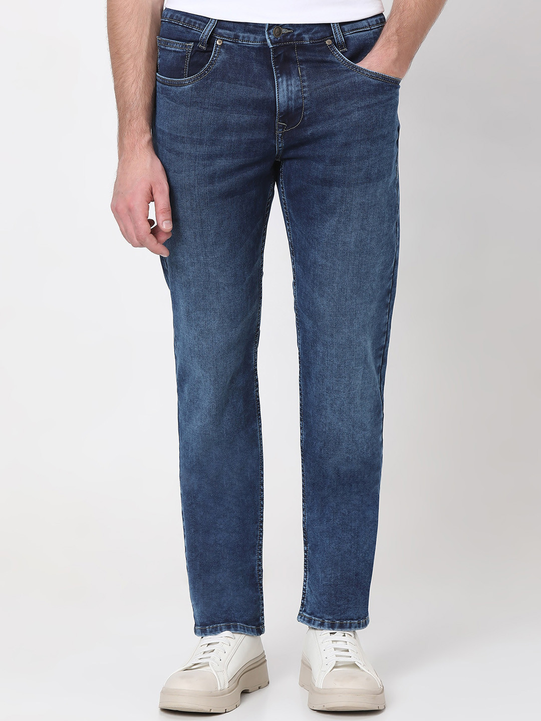 Buy Mufti Men Straight Fit Light Fade Stretchable Jeans - Jeans for Men ...