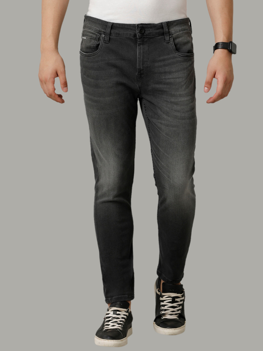 Buy Voi Jeans Men Mid Rise Comfort Skinny Fit Heavy Fade Stretchable ...