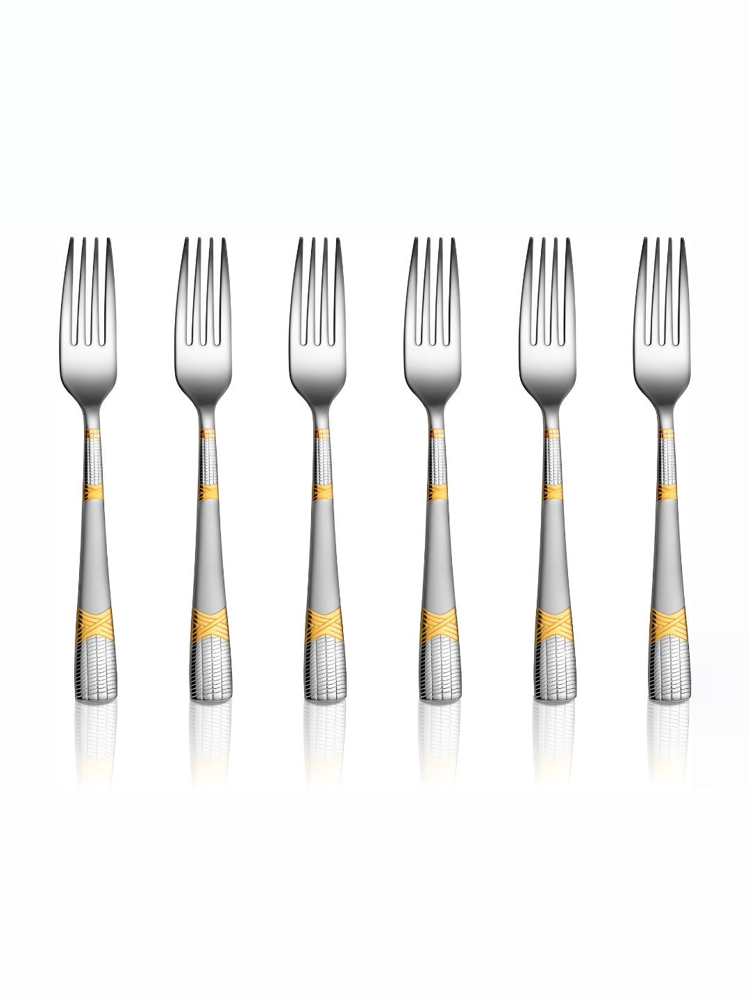 Buy Shri & Sam Lush Silver Toned 6 Pieces Textured Stainless Steel Tea ...