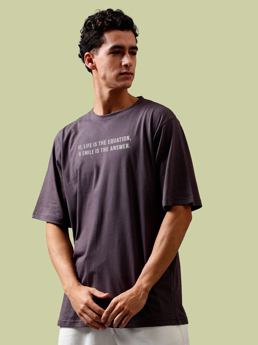 Buy Mad Over Print Round Neck Applique Cotton Oversized Tshirt ...
