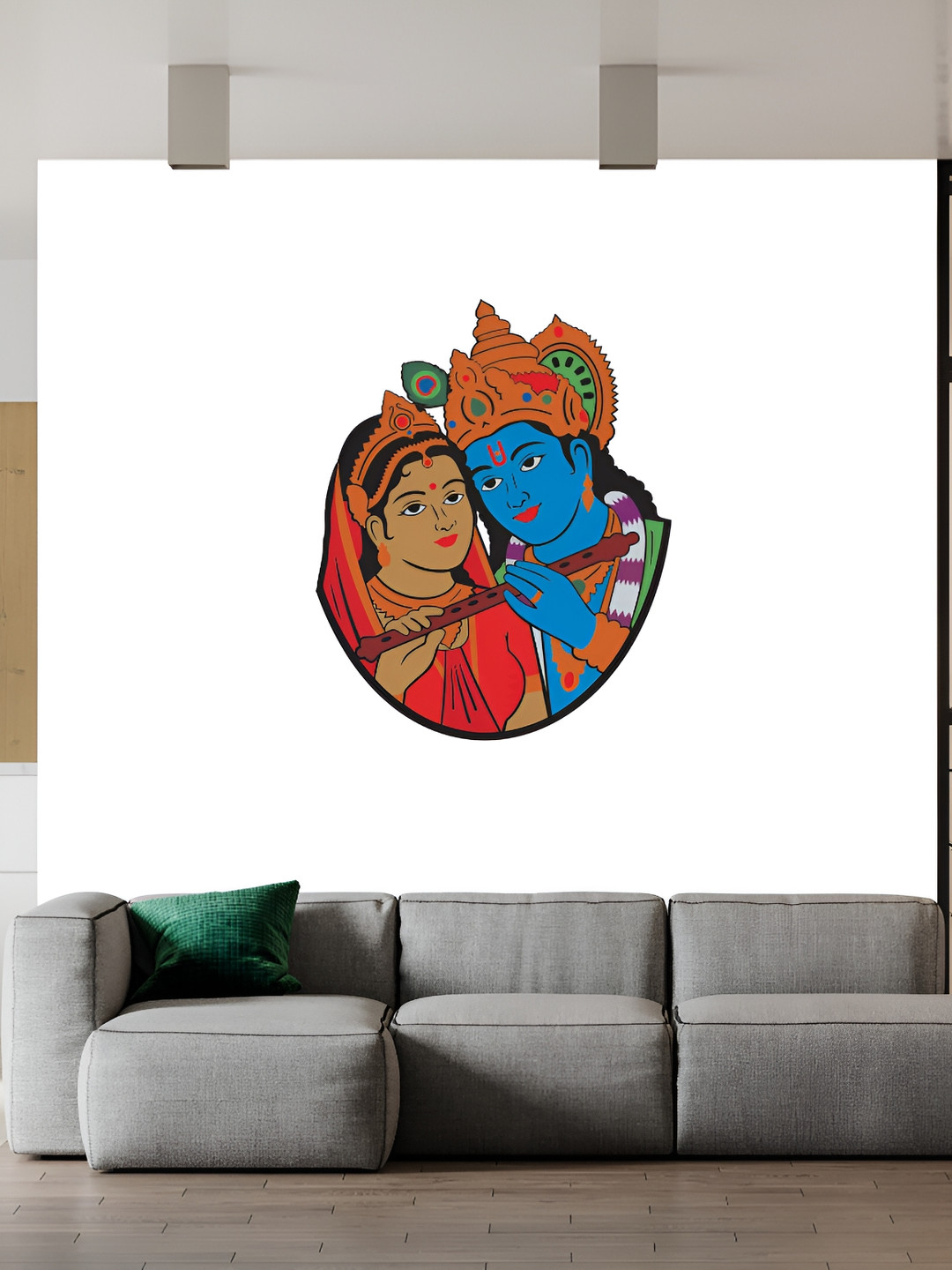 Buy Wallpics Blue & Red Radhe Krishna Printed Waterproof Wall Sticker ...