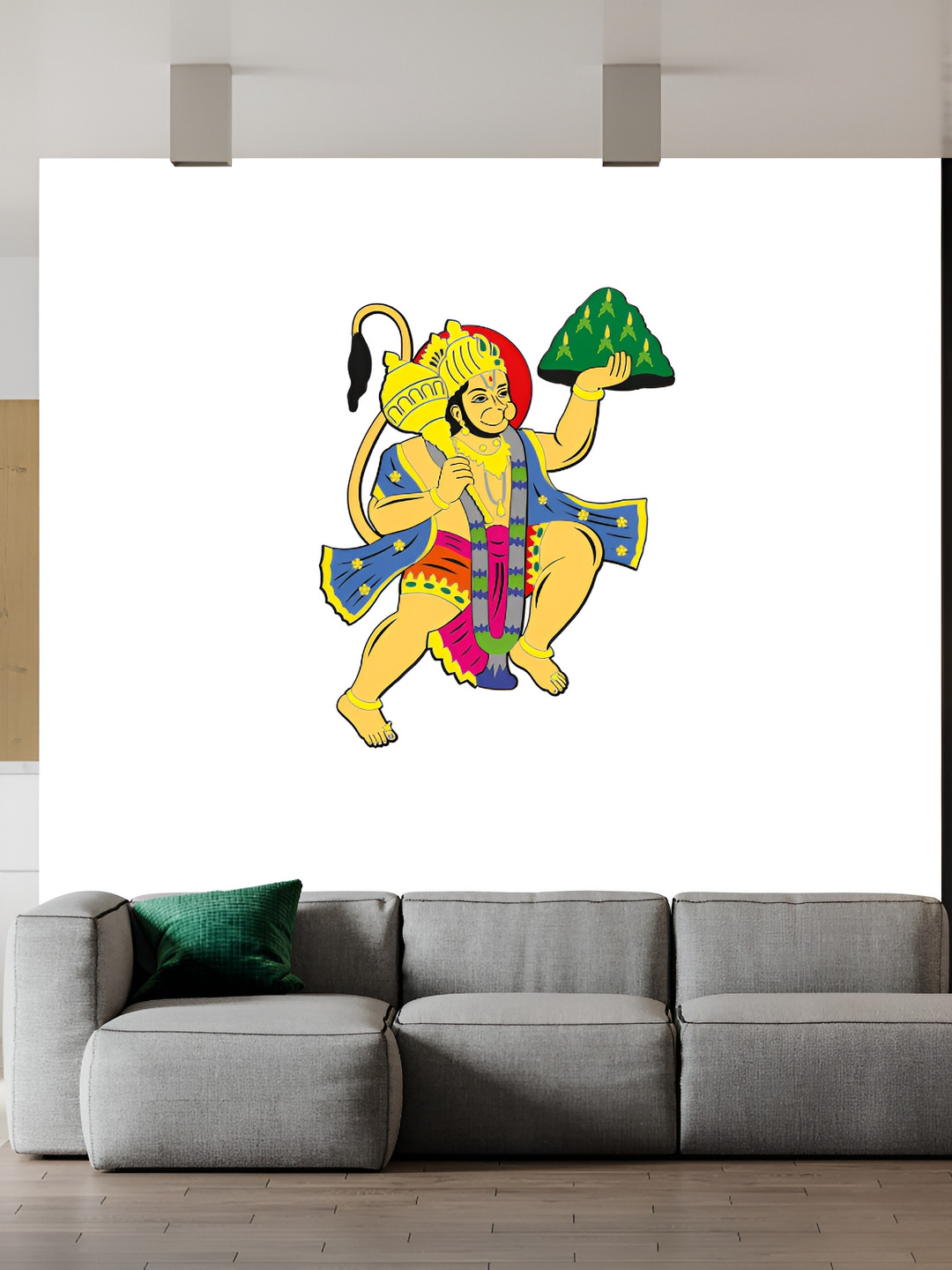 Buy Wallpics White & Yellow Hanuman Printed Waterproof Wall Sticker ...