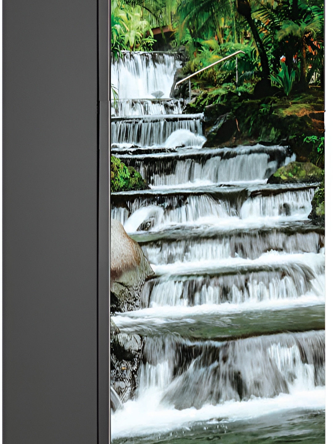 Buy Wallpics Green & White Waterfall Printed Water Resistant Fridge ...